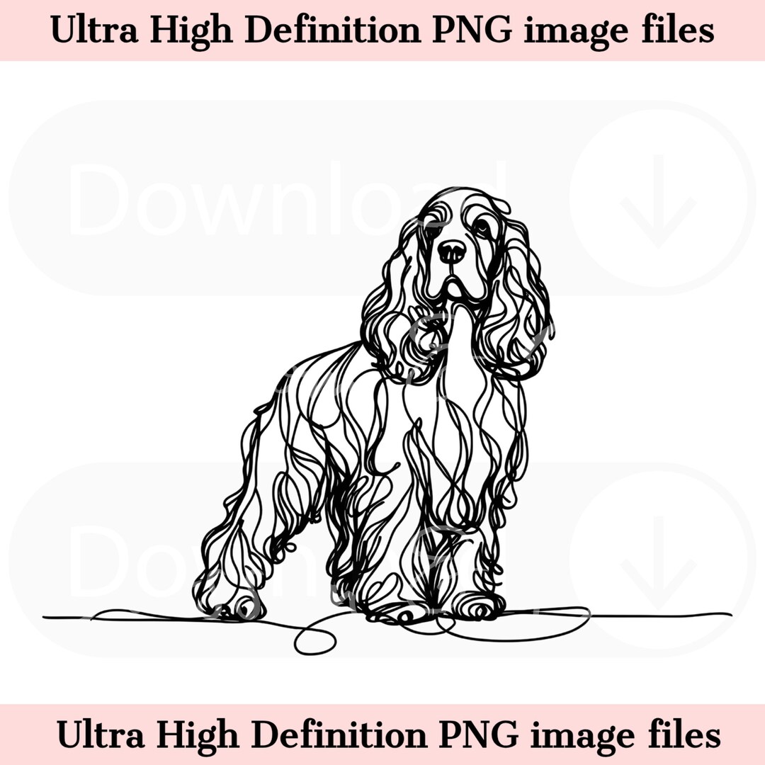 Digital Sketch Line Cocker Spaniel PNG File Beautiful Ink Line Art ...
