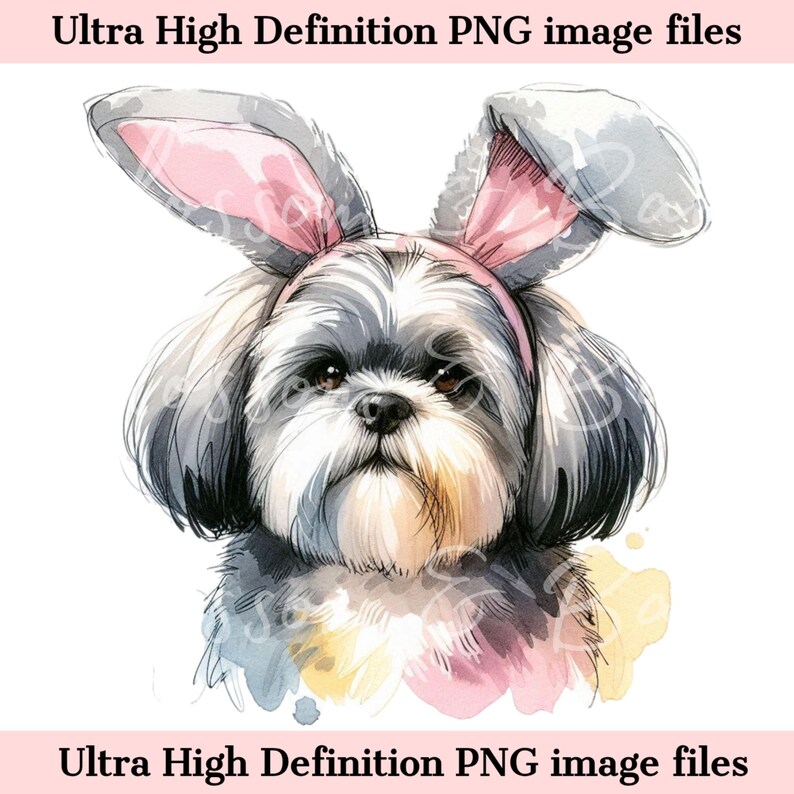 Digital Easter Shih Tzu PNG Printable Dog Portrait PNG - Cute Shih Tzu ...