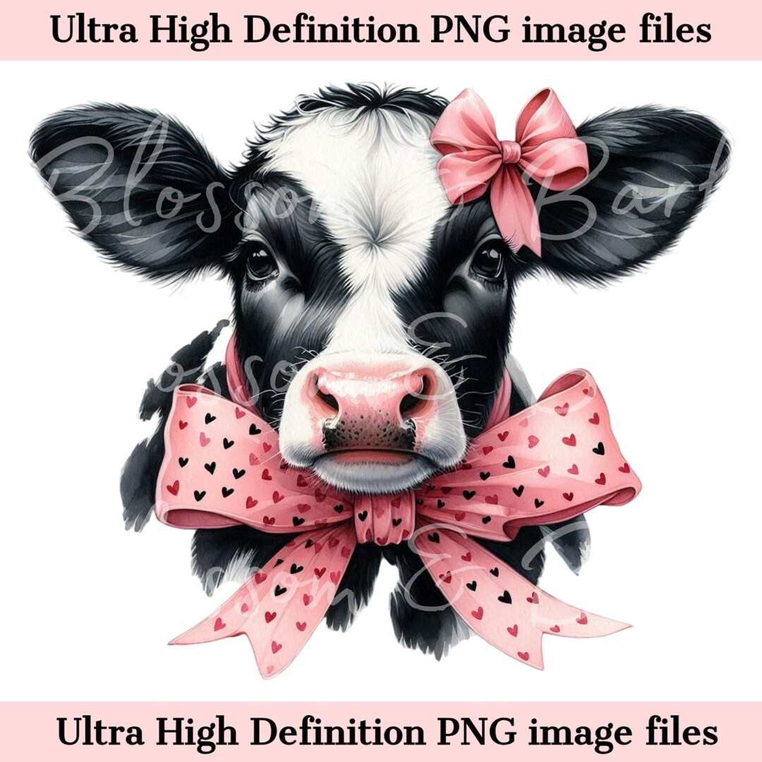 Cute Cow and Coquette Bow PNG - Instant Download for Cute Grid Shirt ...