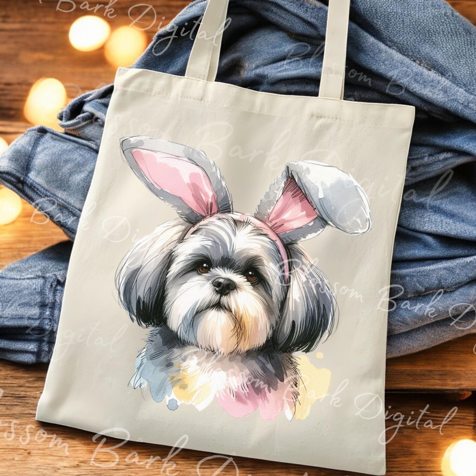 Digital Easter Shih Tzu PNG Printable Dog Portrait PNG - Cute Shih Tzu ...