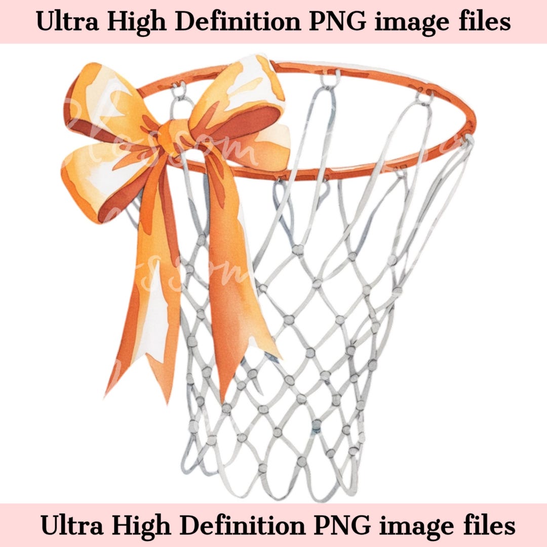 Digital - Girly Basketball PNG, Faux Glitter Basketball Bow PNG ...