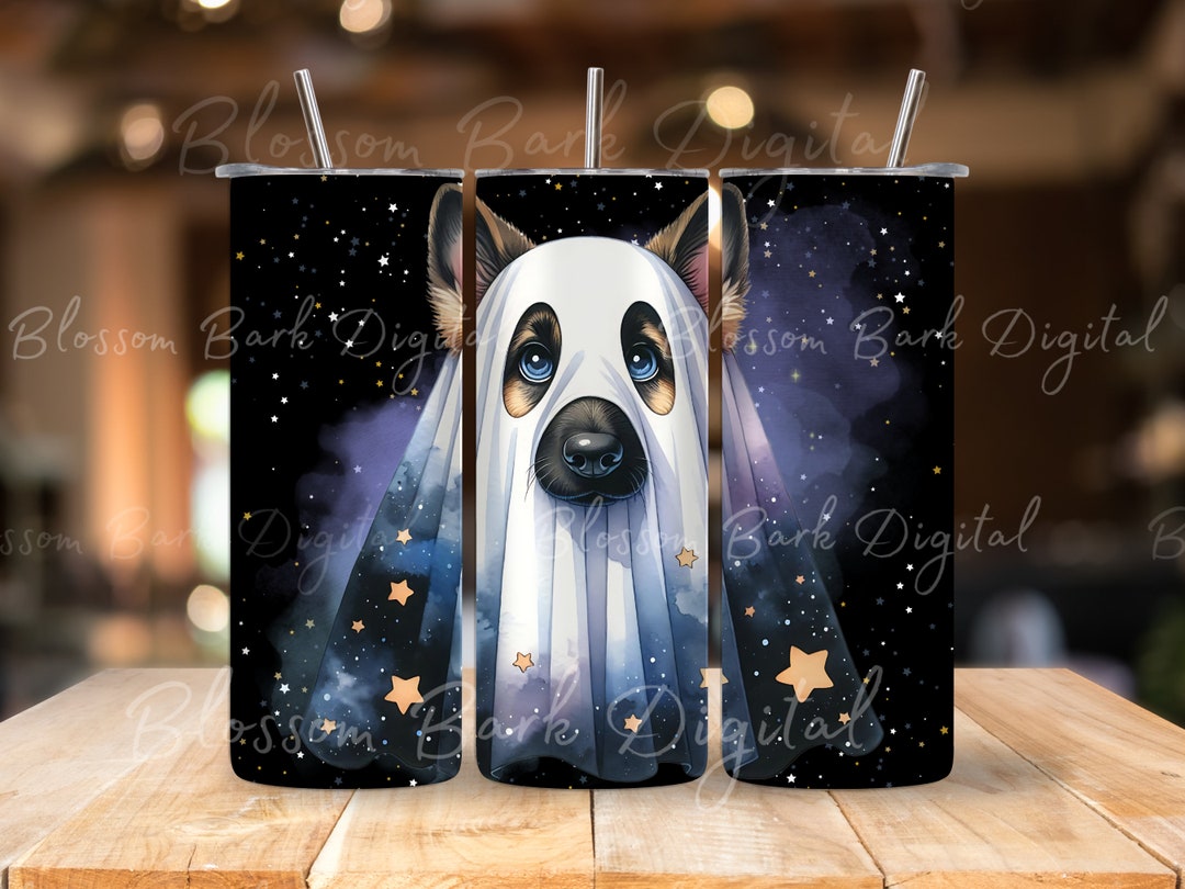 Digital - Halloween German Shepherd Ghost Dog Wrap - 20 Oz Tumbler Dog ...