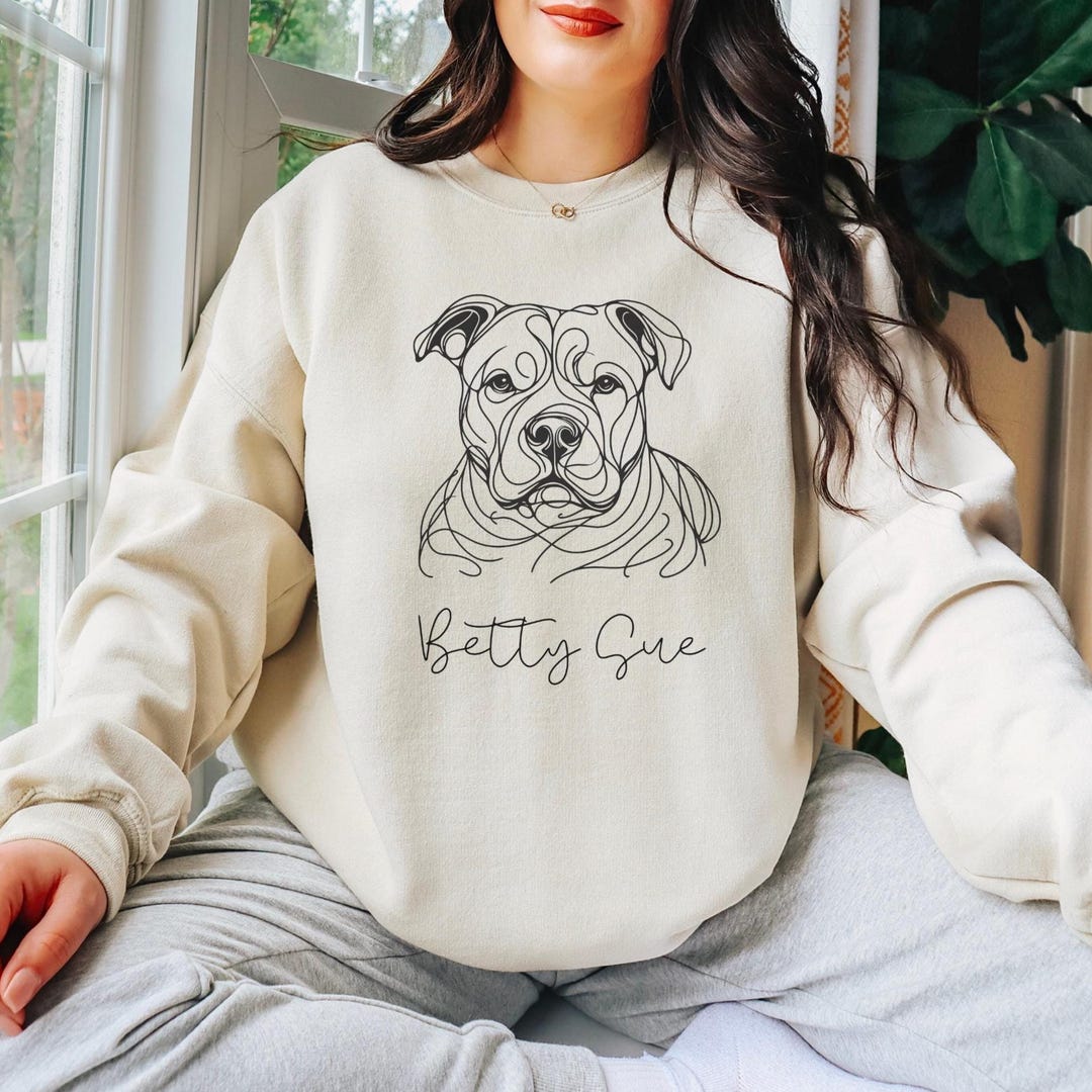 Personalized Pit Bull Sweatshirt - Custom Pet Portrait Sweater - Unisex ...