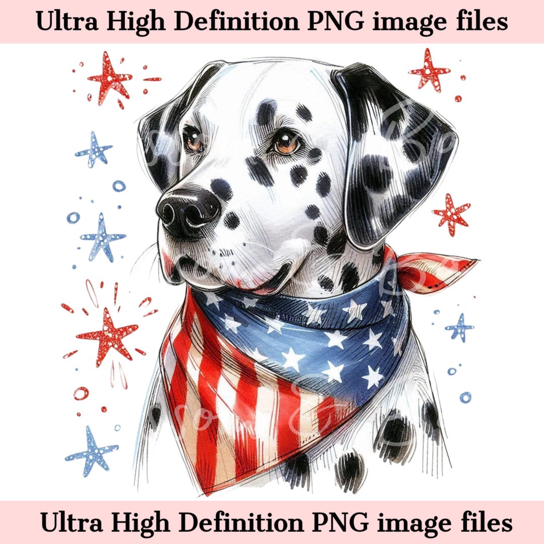 Digital Dalmatian PNG Printable Dog Portrait PNG - American Dog Png, Summer Dalmatian Dog PNG ...