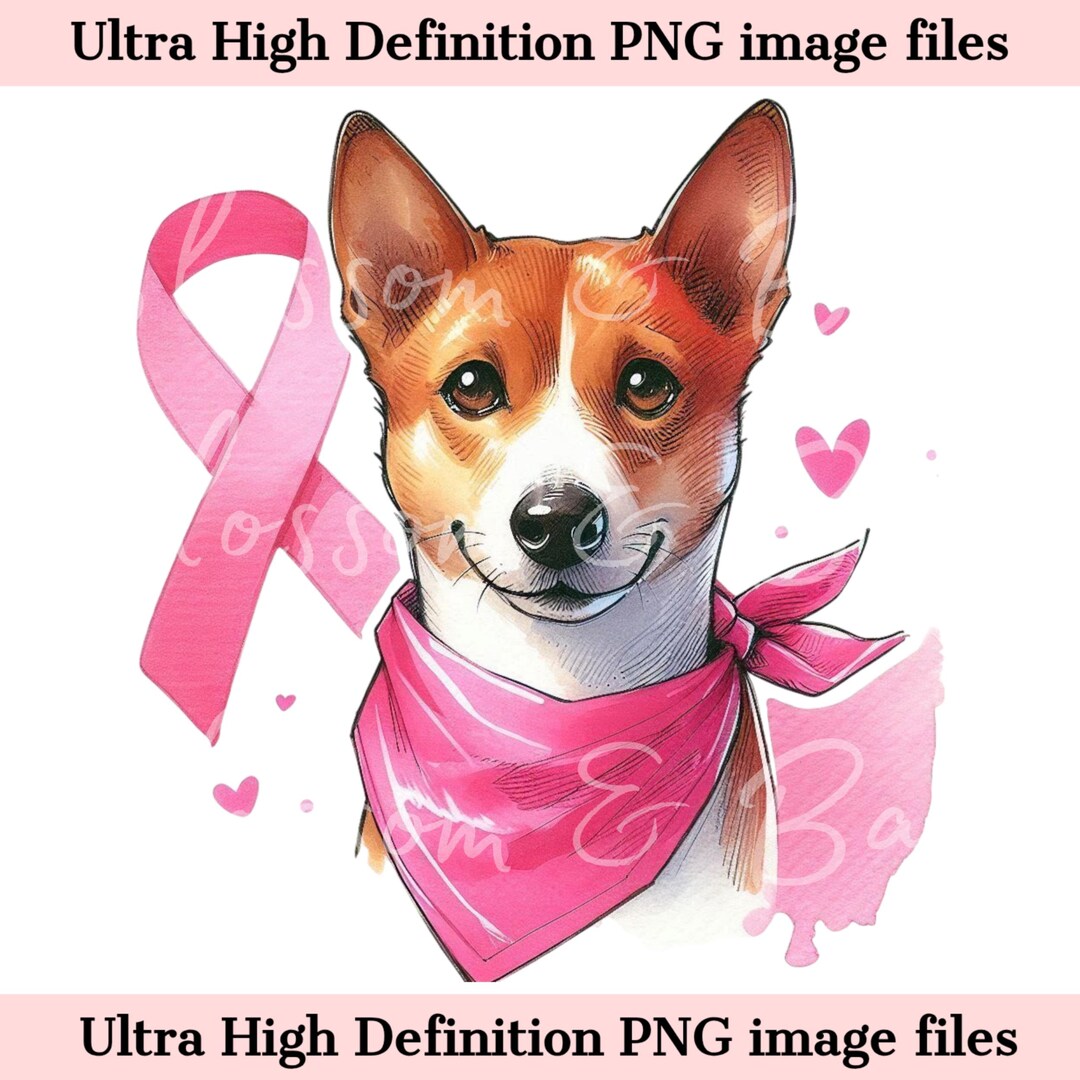 Digital Basenji PNG Breast Cancer Awareness PNG - Basenji Dog PNG ...