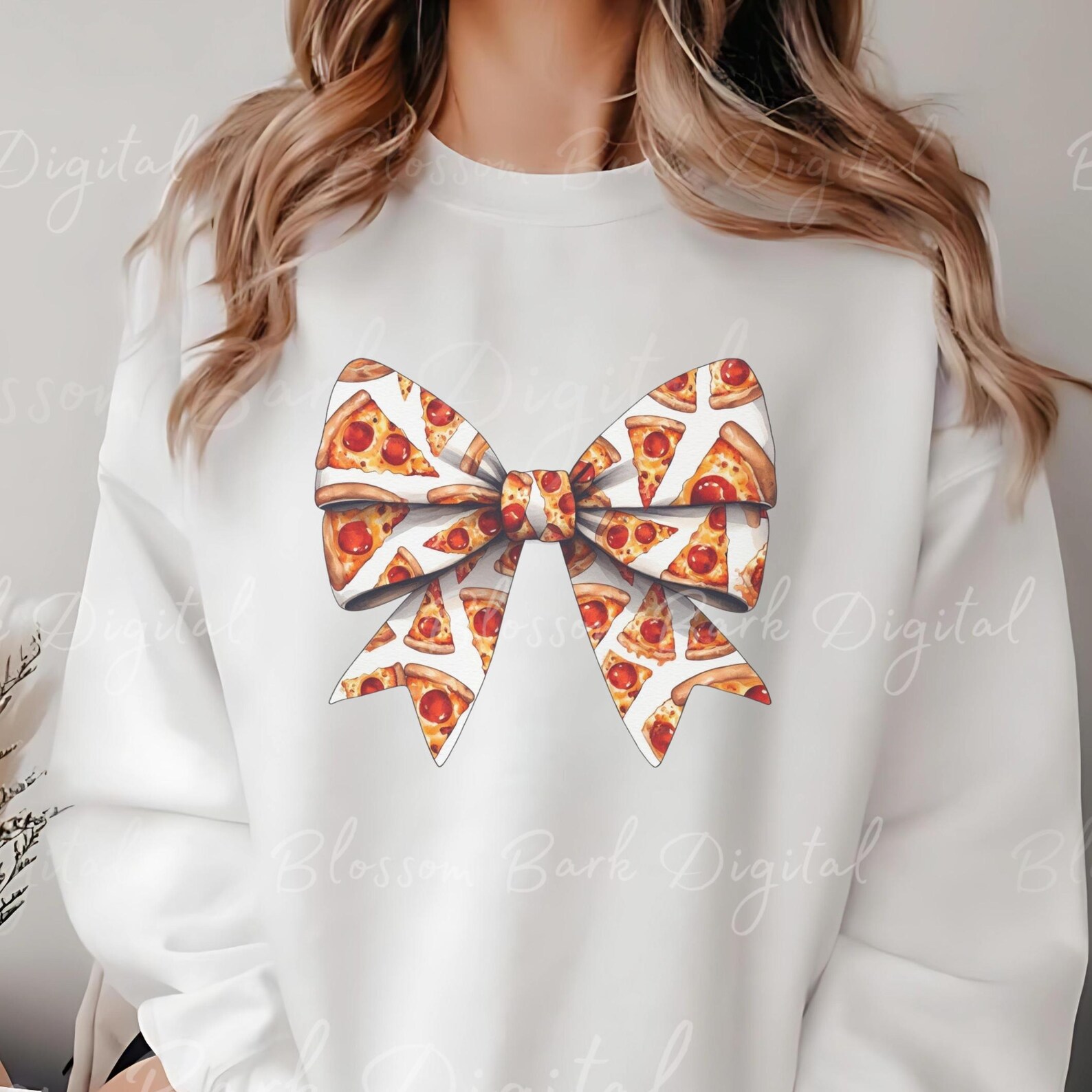 Digital - Watercolor Pizza Bow PNG Retro Valentines Day PNG - Funny ...