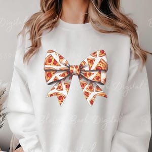 Digital - Watercolor Pizza Bow PNG Retro Valentines Day PNG - Funny ...