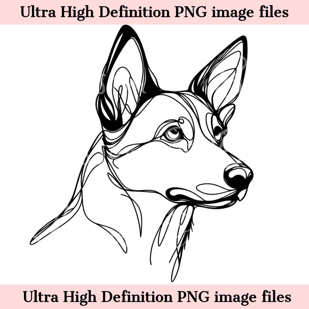 Digital Sketch Line Australian Kelpie PNG File Beautiful Ink Line Art ...