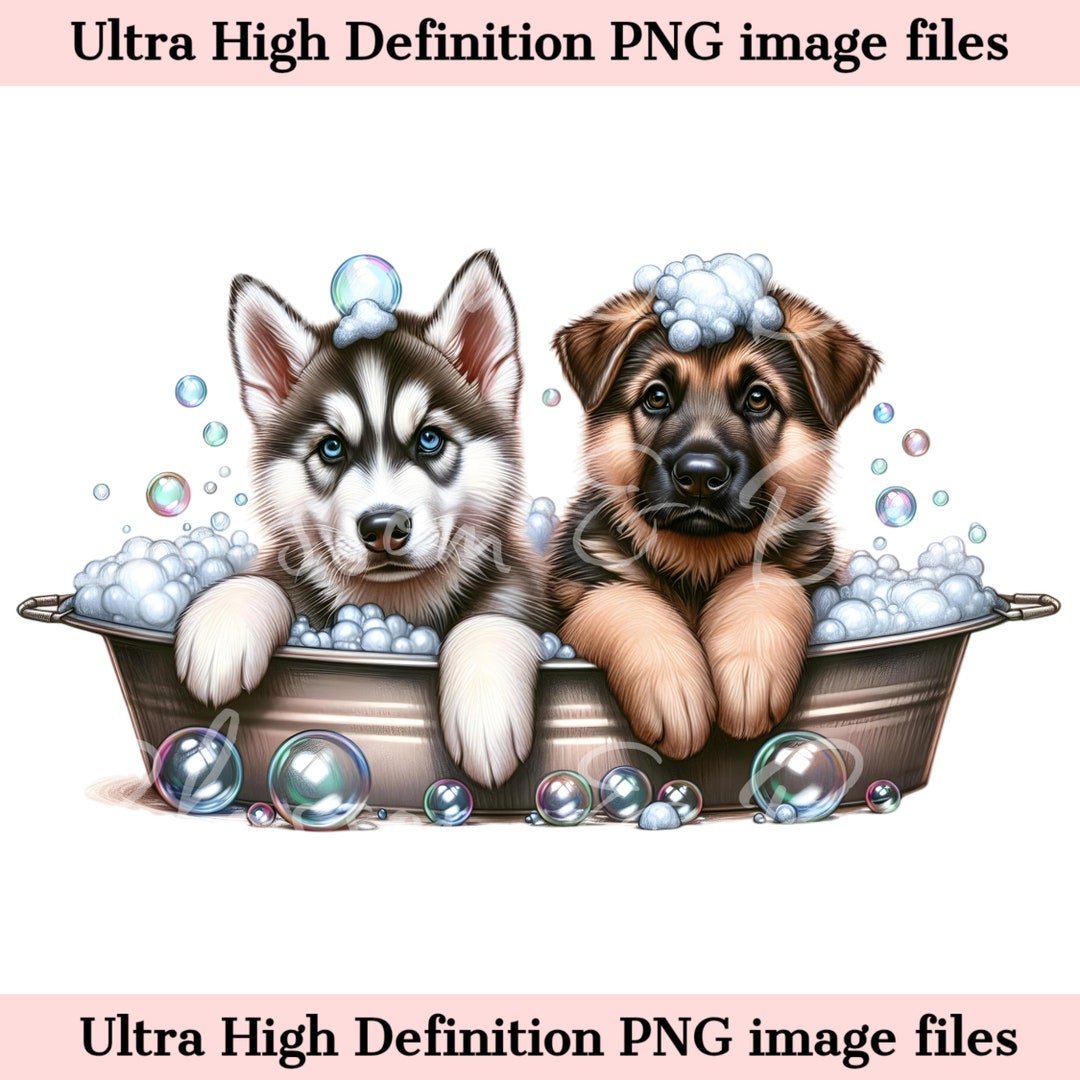 Digital Dog Groomer PNG Puppy Bath Dog Art - Cute German Shepherd and ...