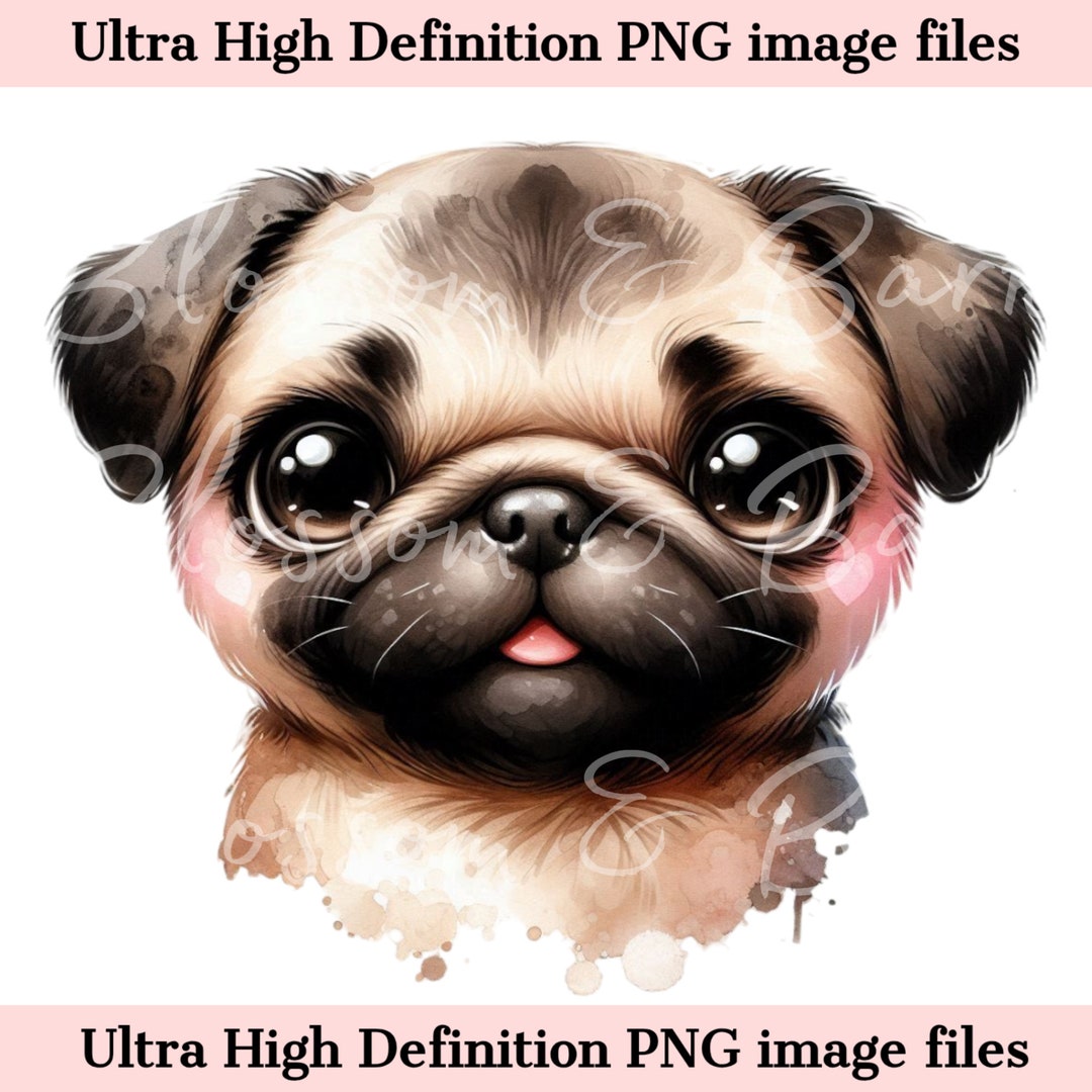 Cute Pug PNG - Instant Download for Adorable Pug Dog Mom Shirt ...