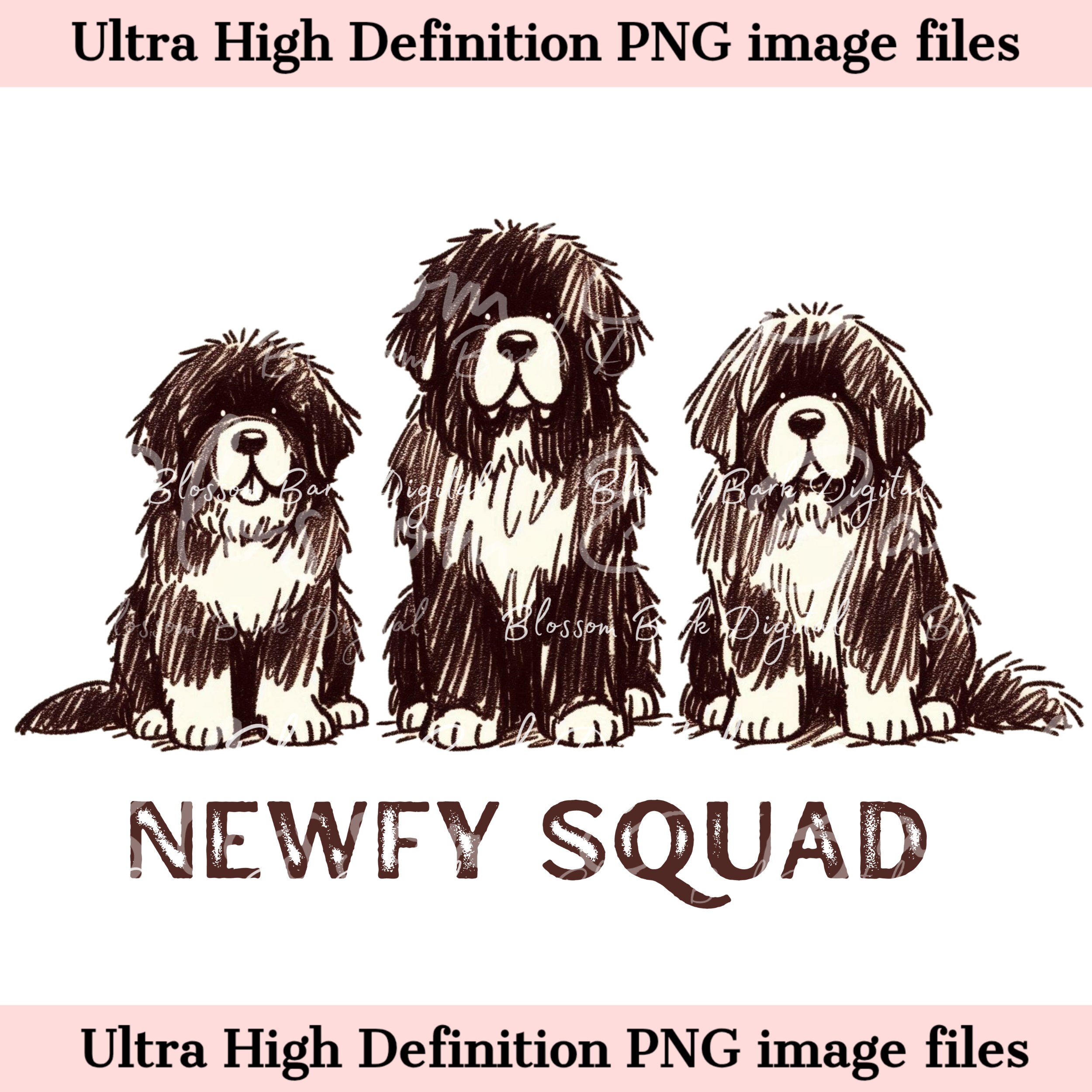 Digital Cute Newfoundland Squad PNG Newfoundland Dog Mom PNG - Dog Art ...