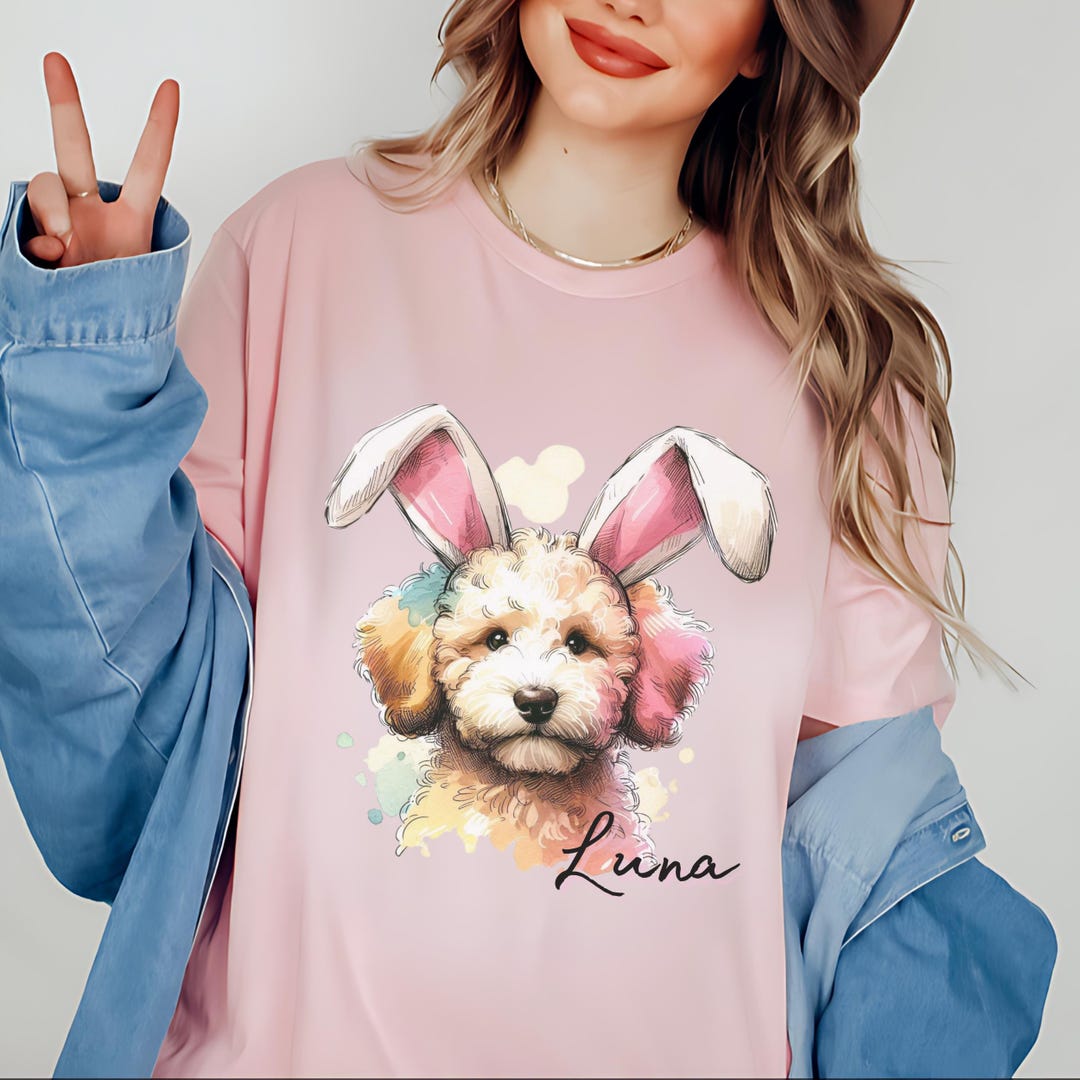Custom Easter Goldendoodle Dog T-shirt - Personalized Name Unisex ...