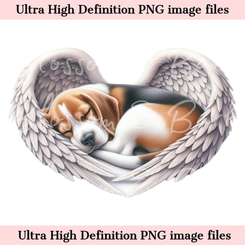 Digital Beagle Dog PNG Dog Memorial PNG Pet Beagle Portrait With Angel ...