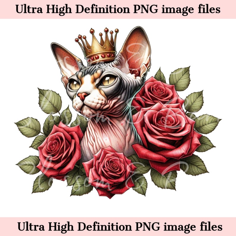 Digital Sphynx Cat PNG King Crown PNG - Cute Sphynx Kitten PNG Instant ...