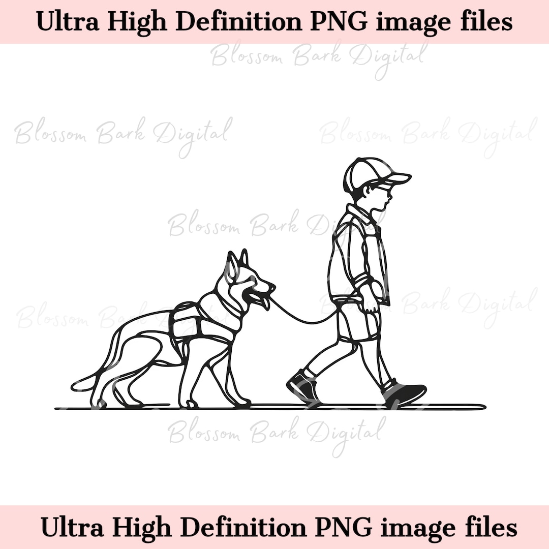 Digital Sketch Line Art PNG File Autism Acceptance - Service Dog Png ...