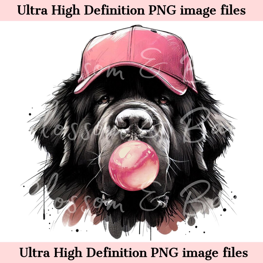 Digital Baseball Newfoundland PNG Watercolor Newfy Dog Portrait Png ...