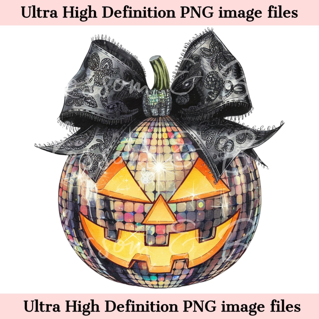 Digital - Black Bow Pumpkin PNG Cute Halloween PNG - Coquette Jack-o ...