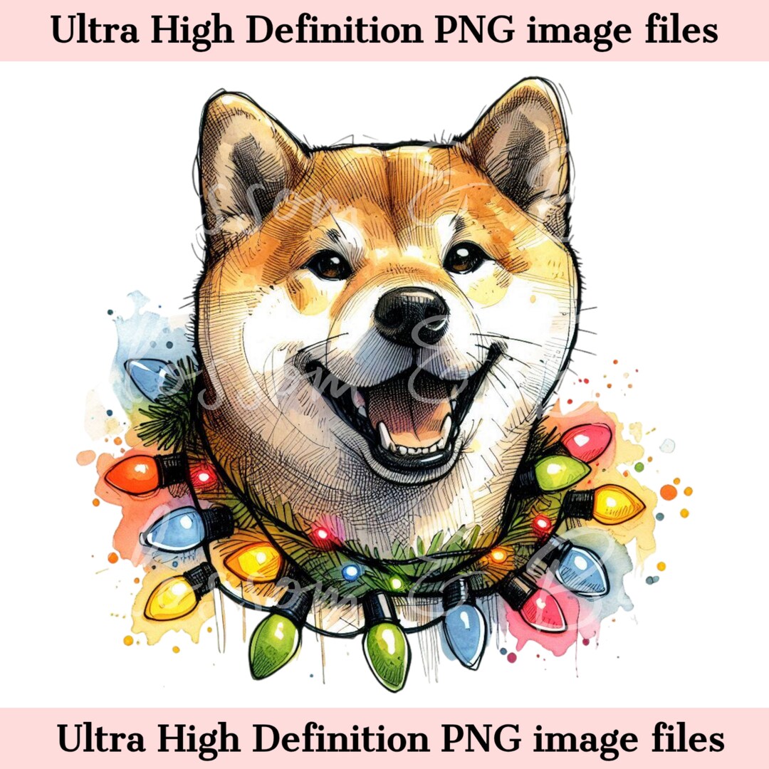 Digital - Cute Shiba Inu PNG Christmas Dog Portrait PNG - Download for ...