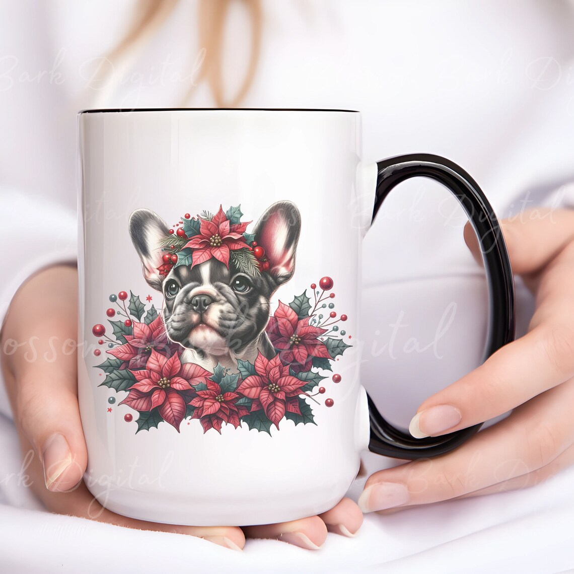 Digital Christmas Merle French Bull Dog PNG Flower Dog Art Frenchie ...