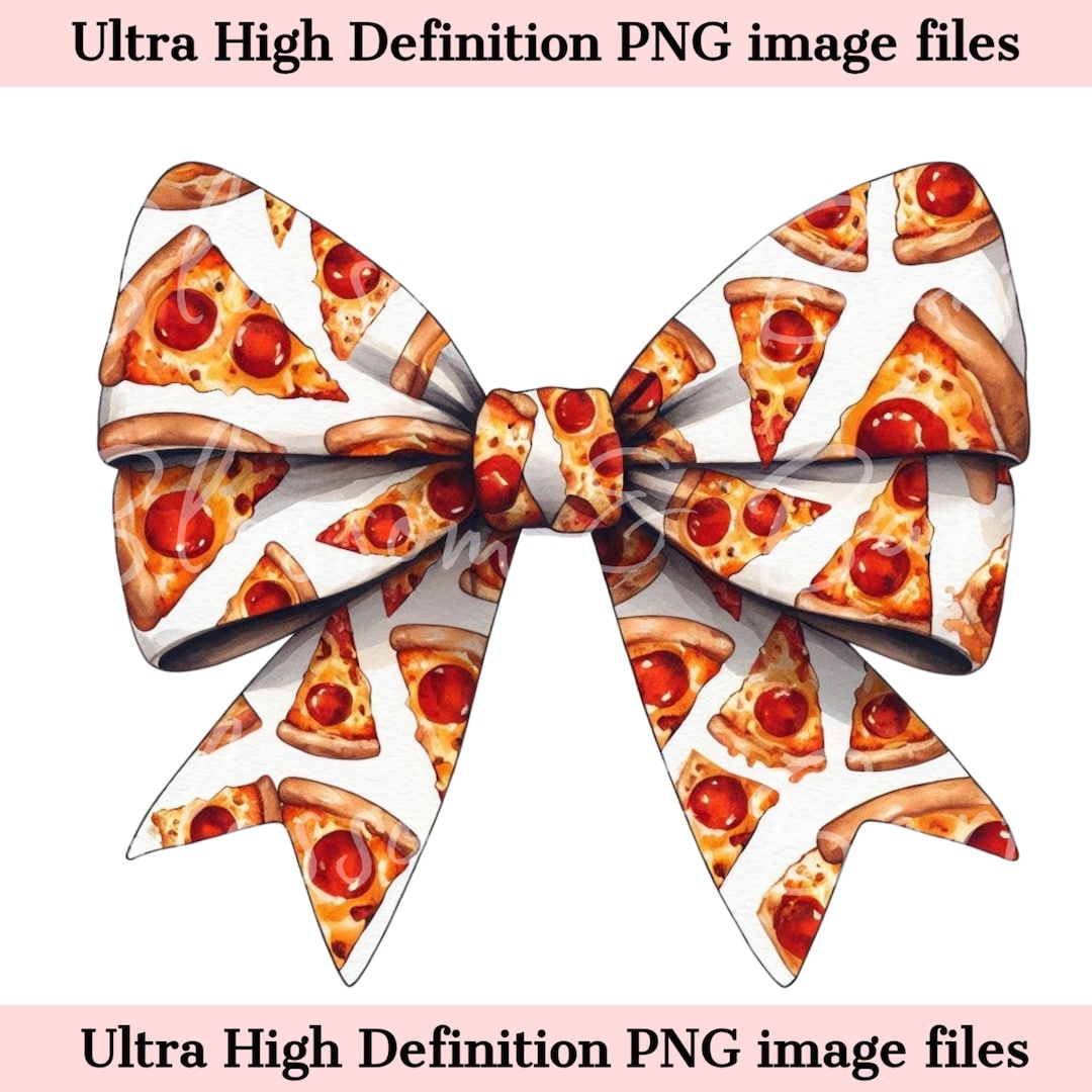 Digital - Watercolor Pizza Bow PNG Retro Valentines Day PNG - Funny ...