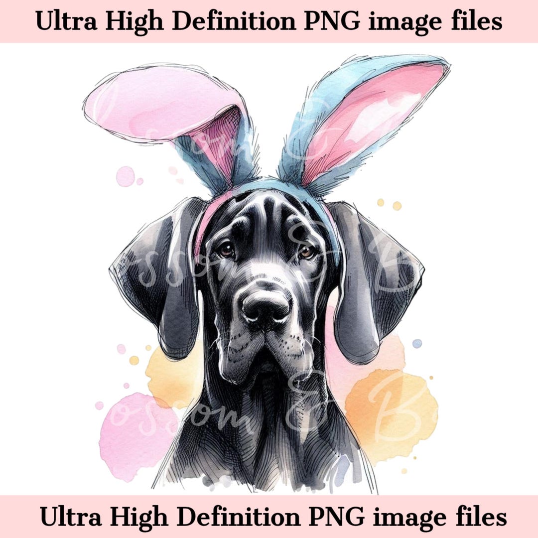 Digital Easter Great Dane PNG Printable Dog Portrait PNG - Great Dane ...