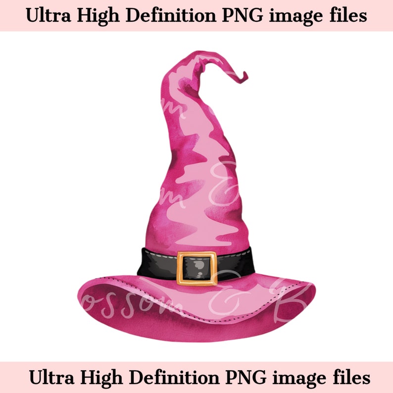 Digital Art Pink Witch Hat PNG Classic Halloween PNG Witch Clip Art ...