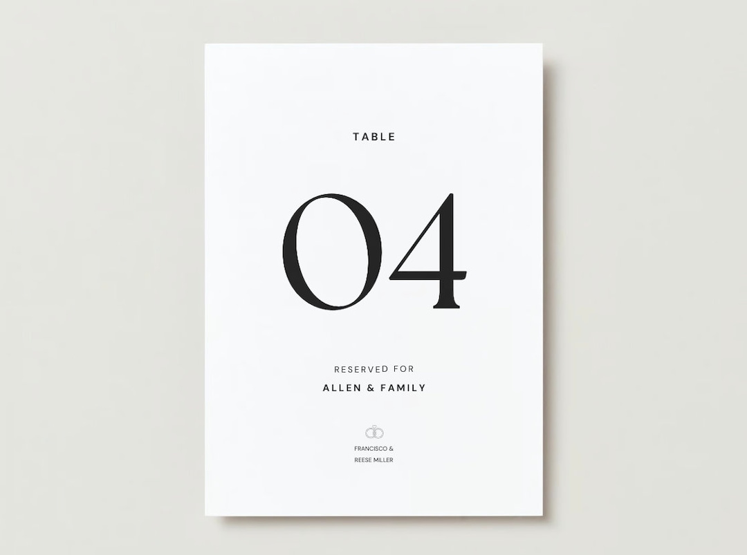 Modern Wedding Table Number Card Template - Editable & Printable ...
