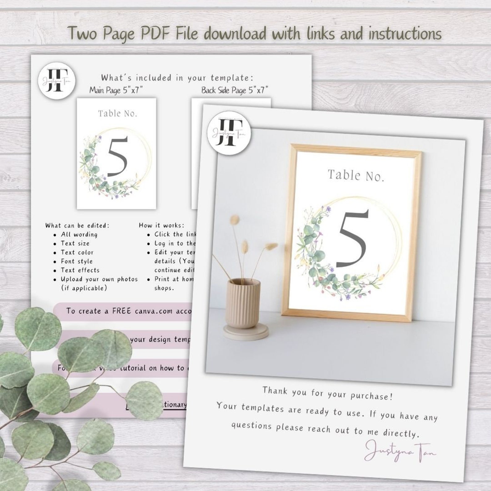 Instant Download Wedding / Party Table Number / Flower / Garden ...