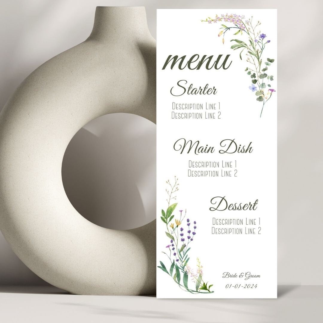 Instant Download - Wedding / Party Menu Card / Flower / Garden / Nature ...