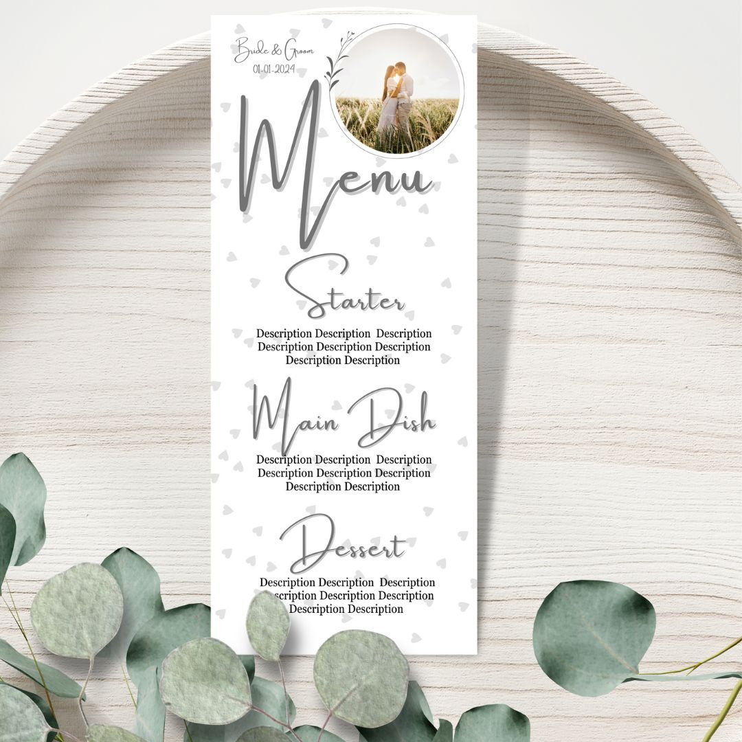 Instant Download - Wedding / Party Menu Card / Hearts / Photo / Nature ...
