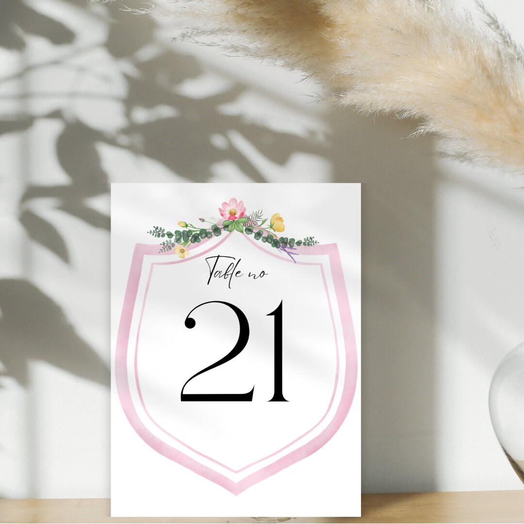 Instant Download - Wedding / Party Table Number / Flower / Crest ...