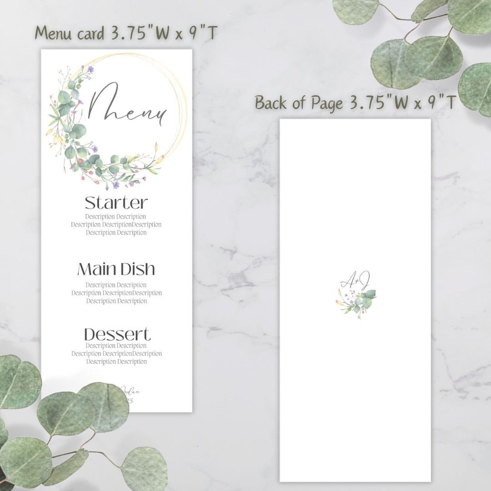 Instant Download - Wedding/ Party Menu Card / Flower / Garden / Nature ...