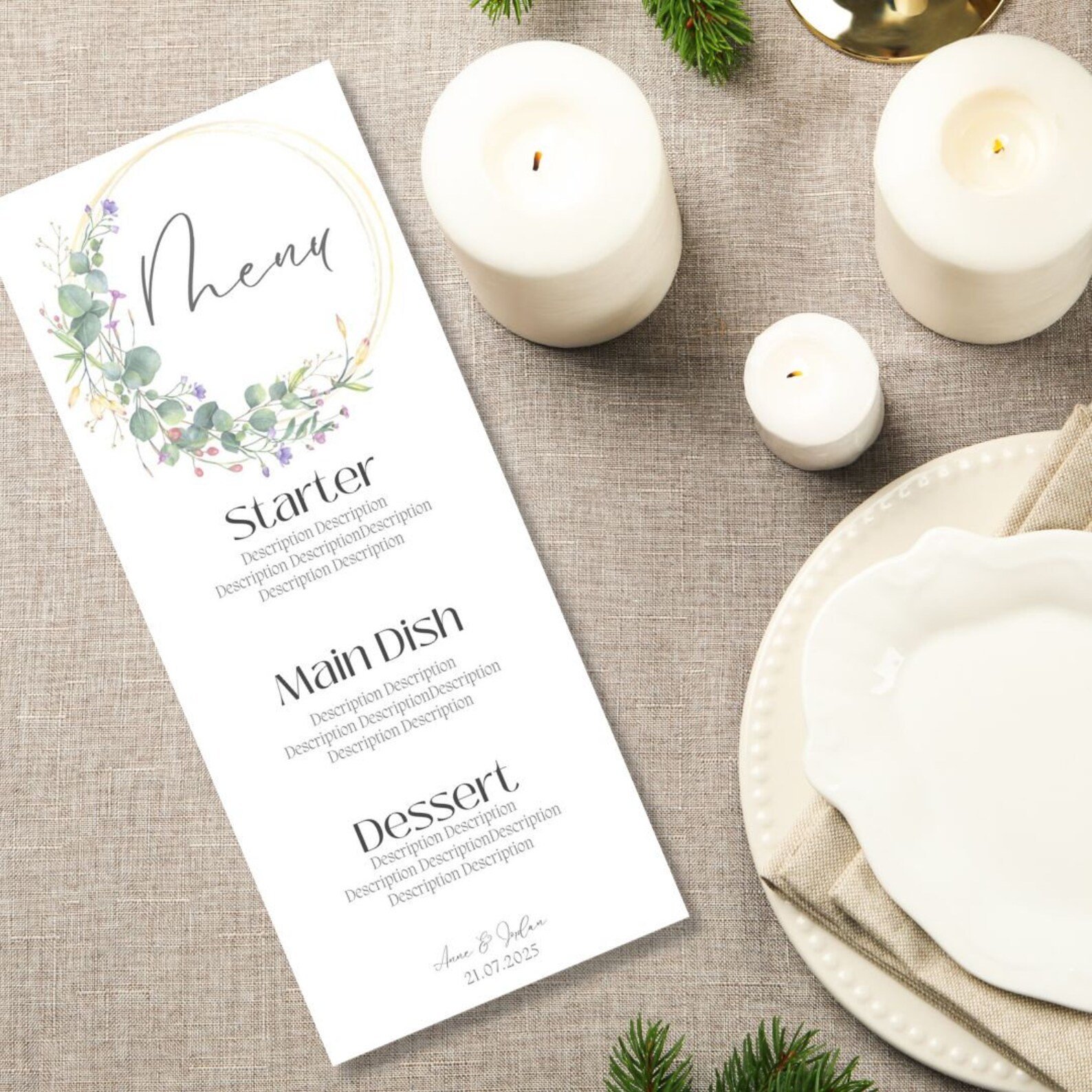Instant Download - Wedding/ Party Menu Card / Flower / Garden / Nature ...