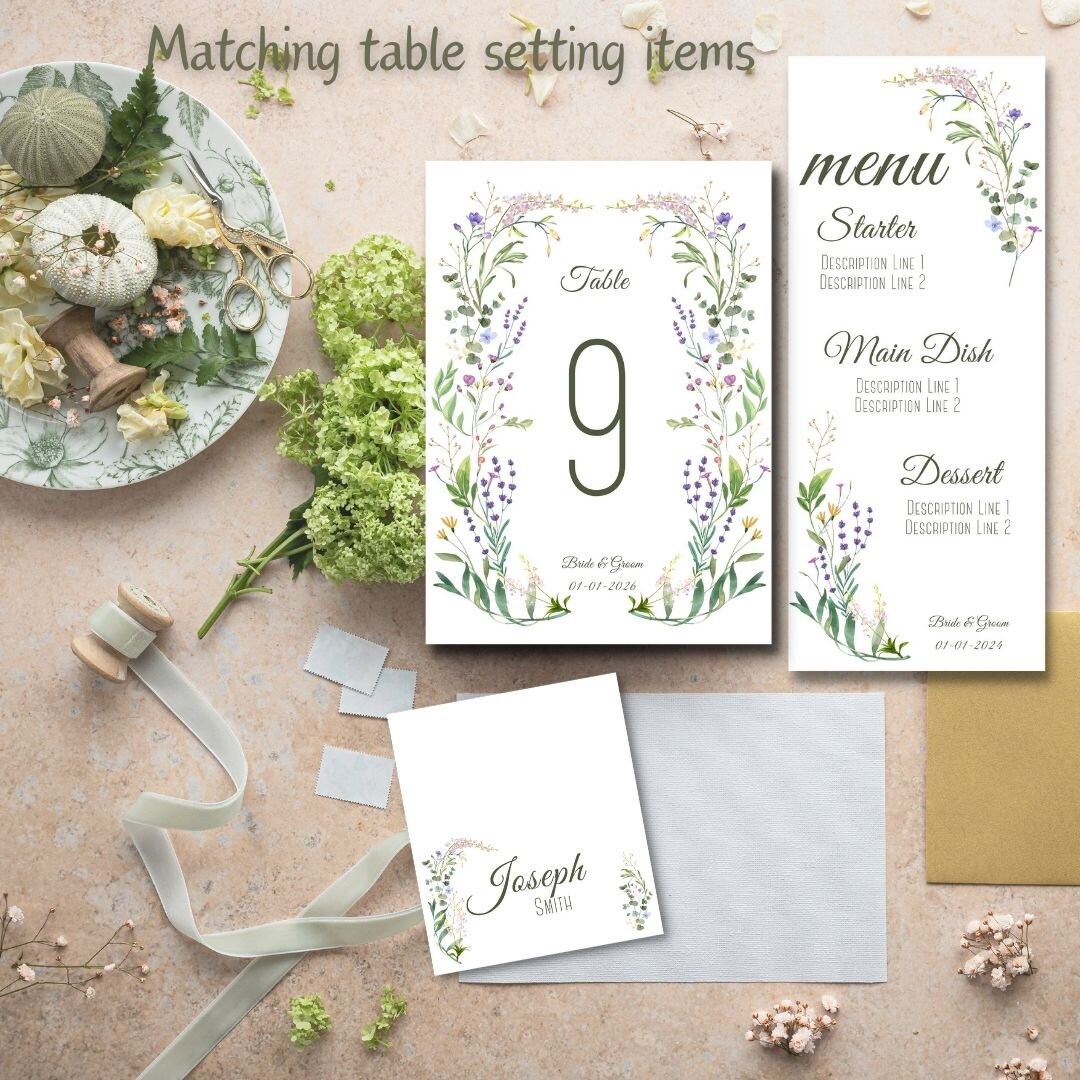 Instant Download - Wedding / Party Menu Card / Flower / Garden / Nature ...