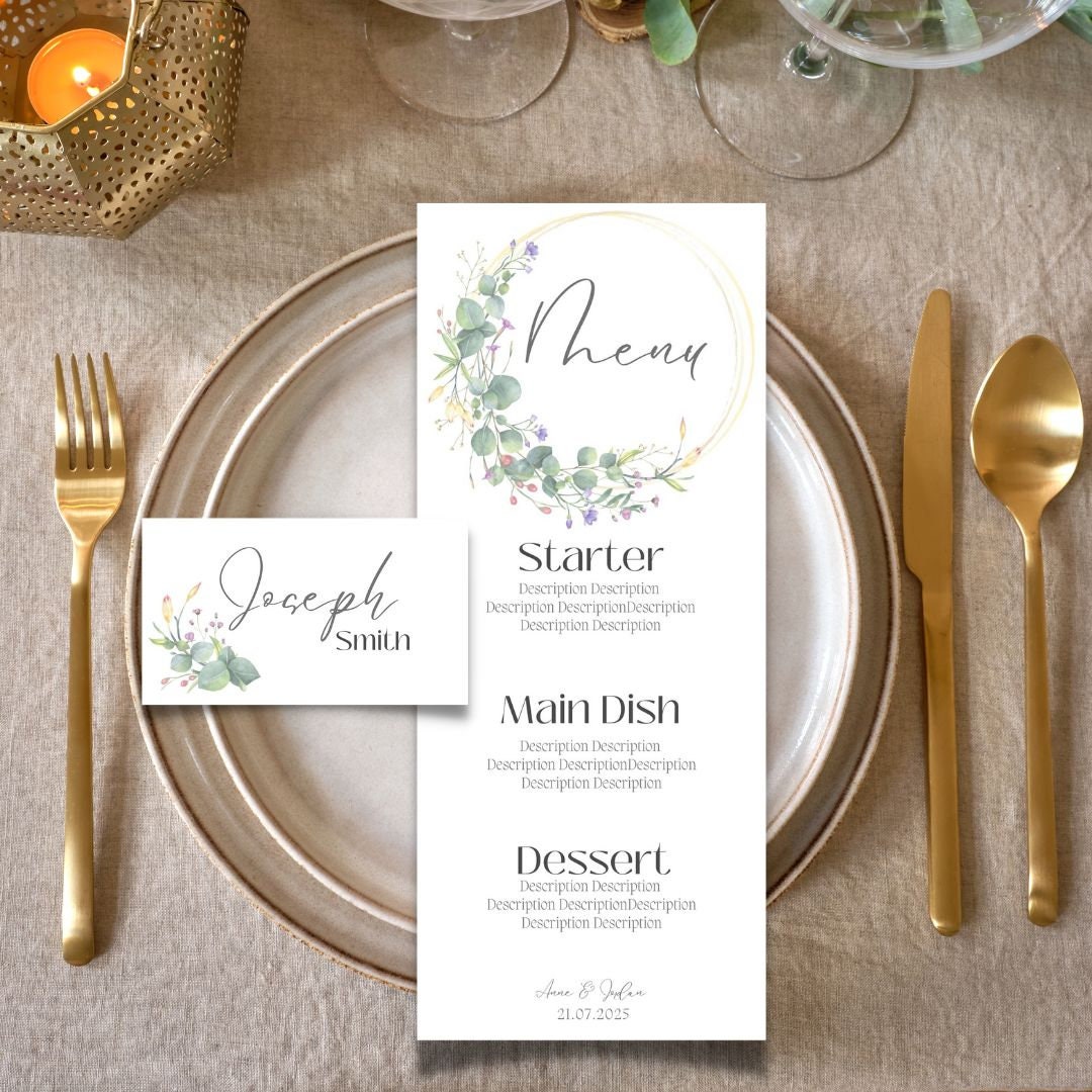 Instant Download - Wedding/ Party Menu Card / Flower / Garden / Nature ...