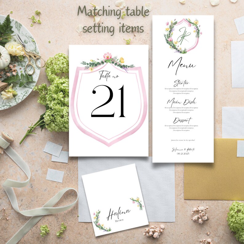 Instant Download Wedding / Party Table Number / Flower / Crest ...