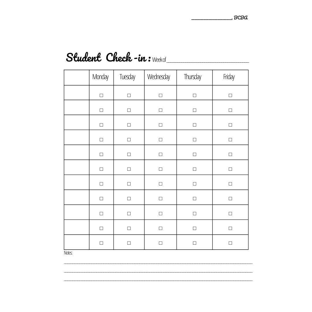 Weekly Student Check-in Sheet - Etsy UK