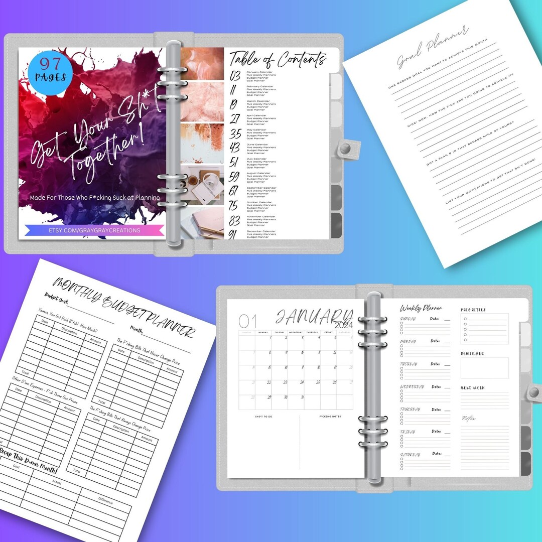 Get Your Sh*t Together! 2024 Printable Plannner INSTANT DOWNLOAD ...