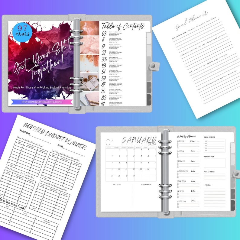 Get Your Sht Together 2024 Printable Plannner INSTANT DOWNLOAD editable ...