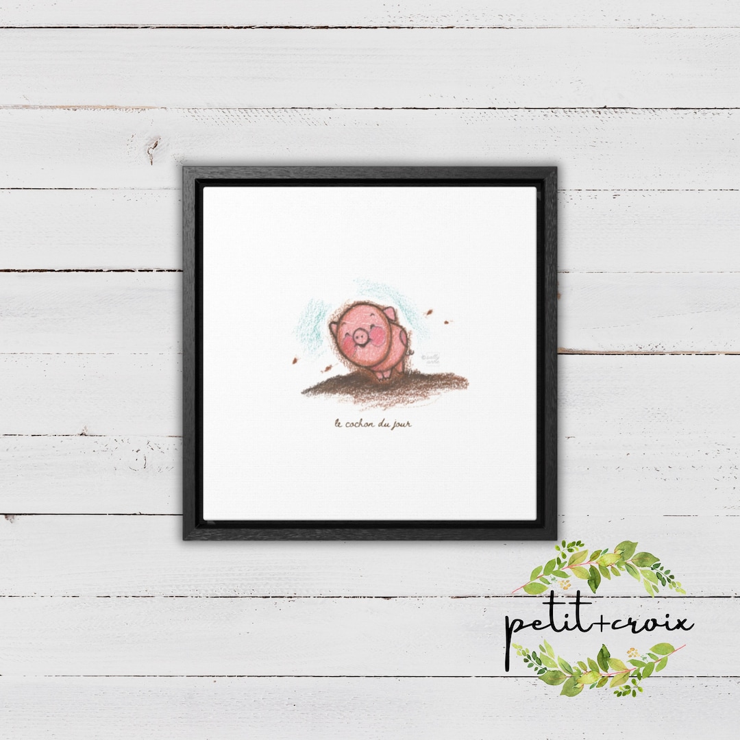 Piggy Wall Art Print, Cute Pig, Piggy, Gift, Nursery, Gallery Canvas ...