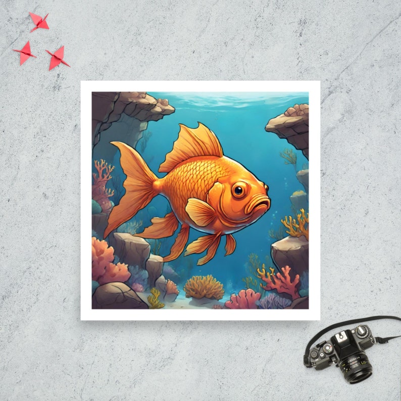 Goldfish Deep Sea Poster, Coral Reefs Painting, Goldfish Underwater ...