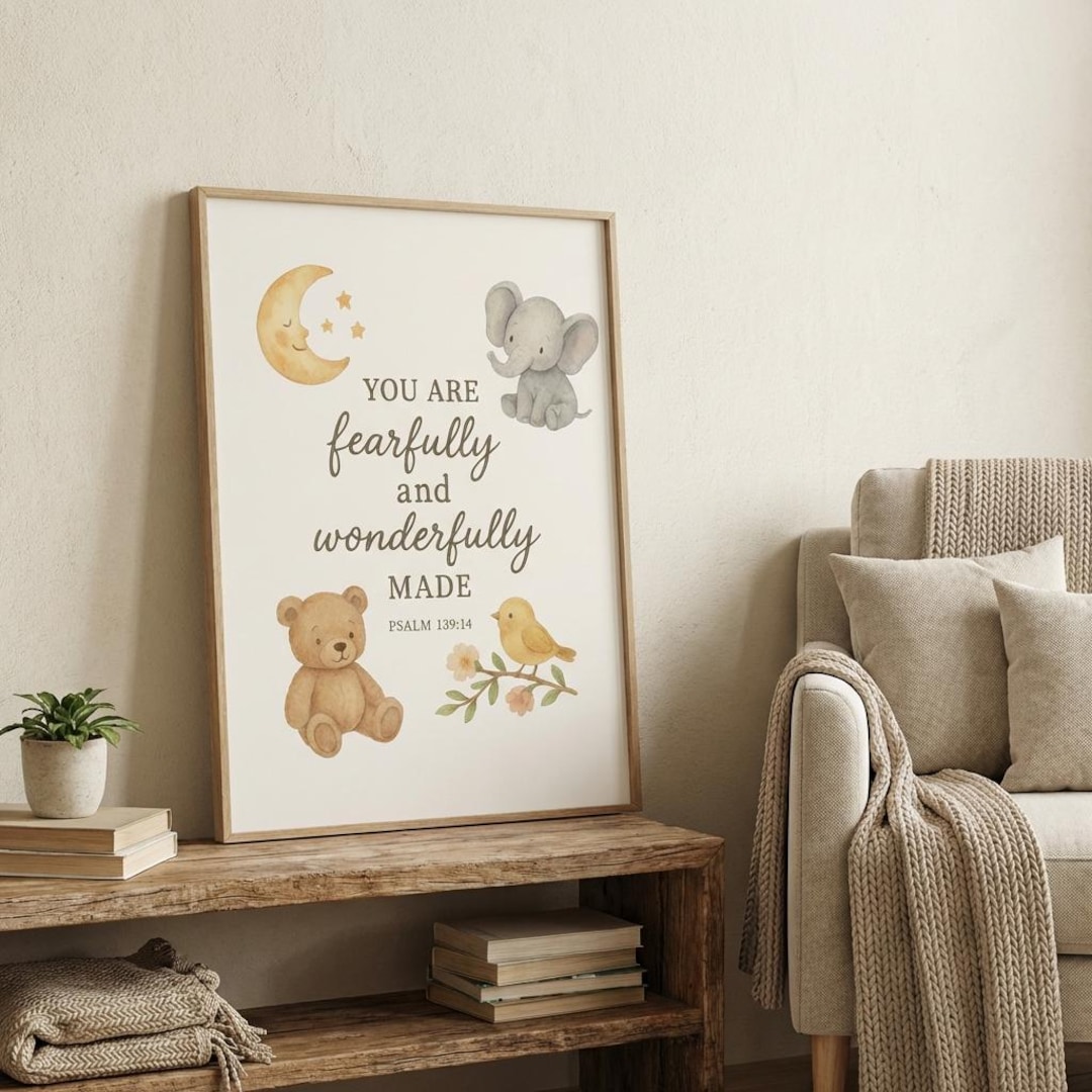 You Are Fearfully and Wonderfully Made Nursery Wall Art, Psalm 139:14 ...