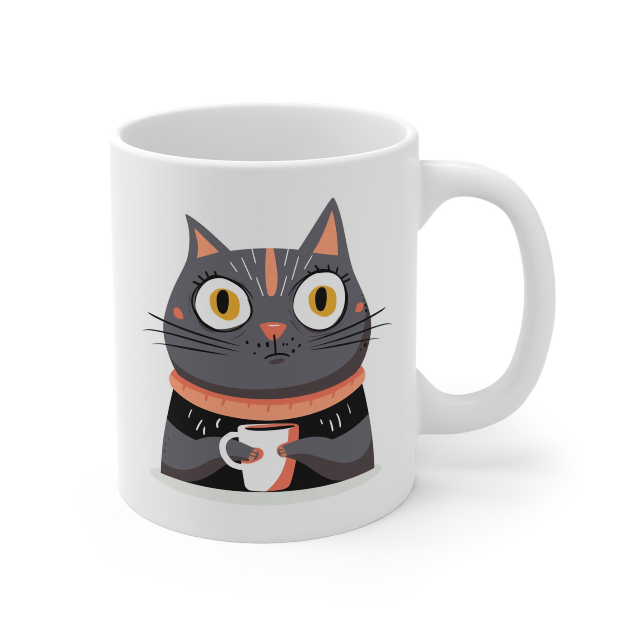 Shocked Sharon Cat Mug: Double-sided 11oz Ceramic Coffee Cup - Etsy