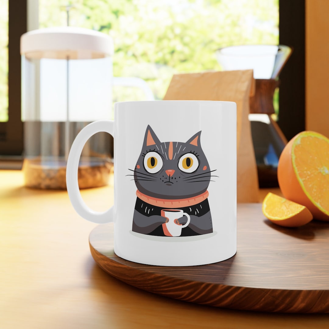 Shocked Sharon Cat Mug: Double-sided 11oz Ceramic Coffee Cup - Etsy