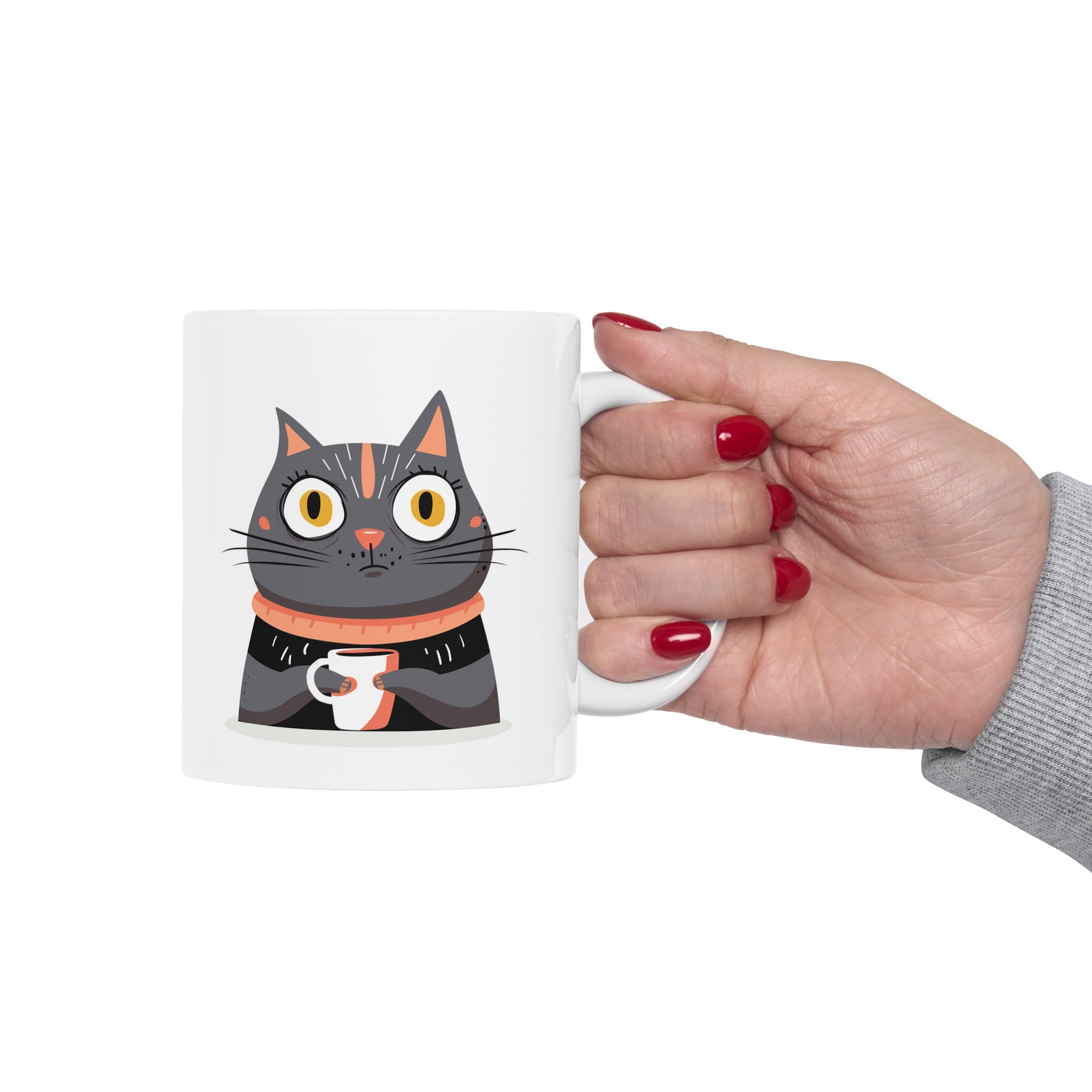 Shocked Sharon Cat Mug: Double-sided 11oz Ceramic Coffee Cup - Etsy