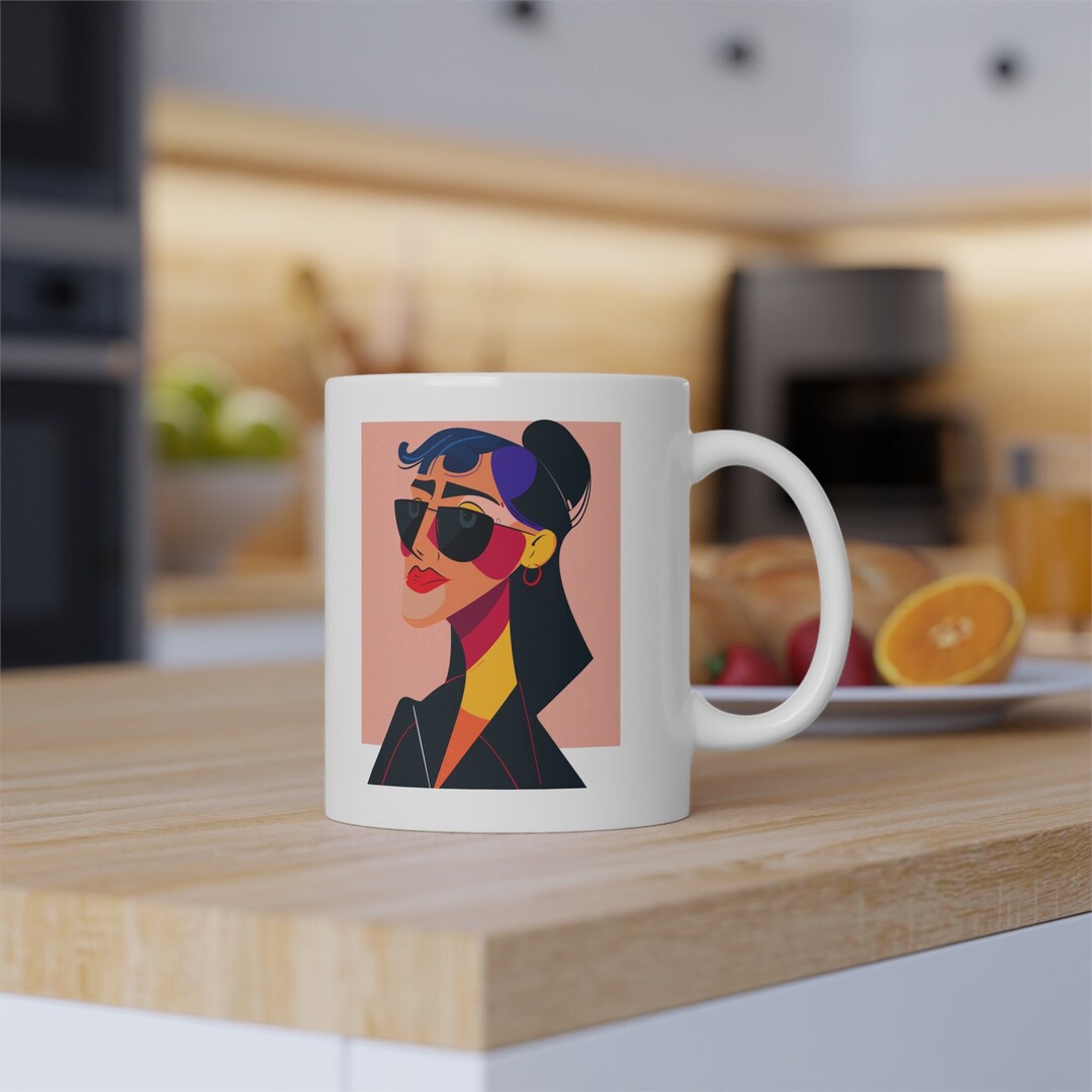Claire Art Deco Woman Mug, Artistic Woman Mug, Mug, Coffee Cup ...