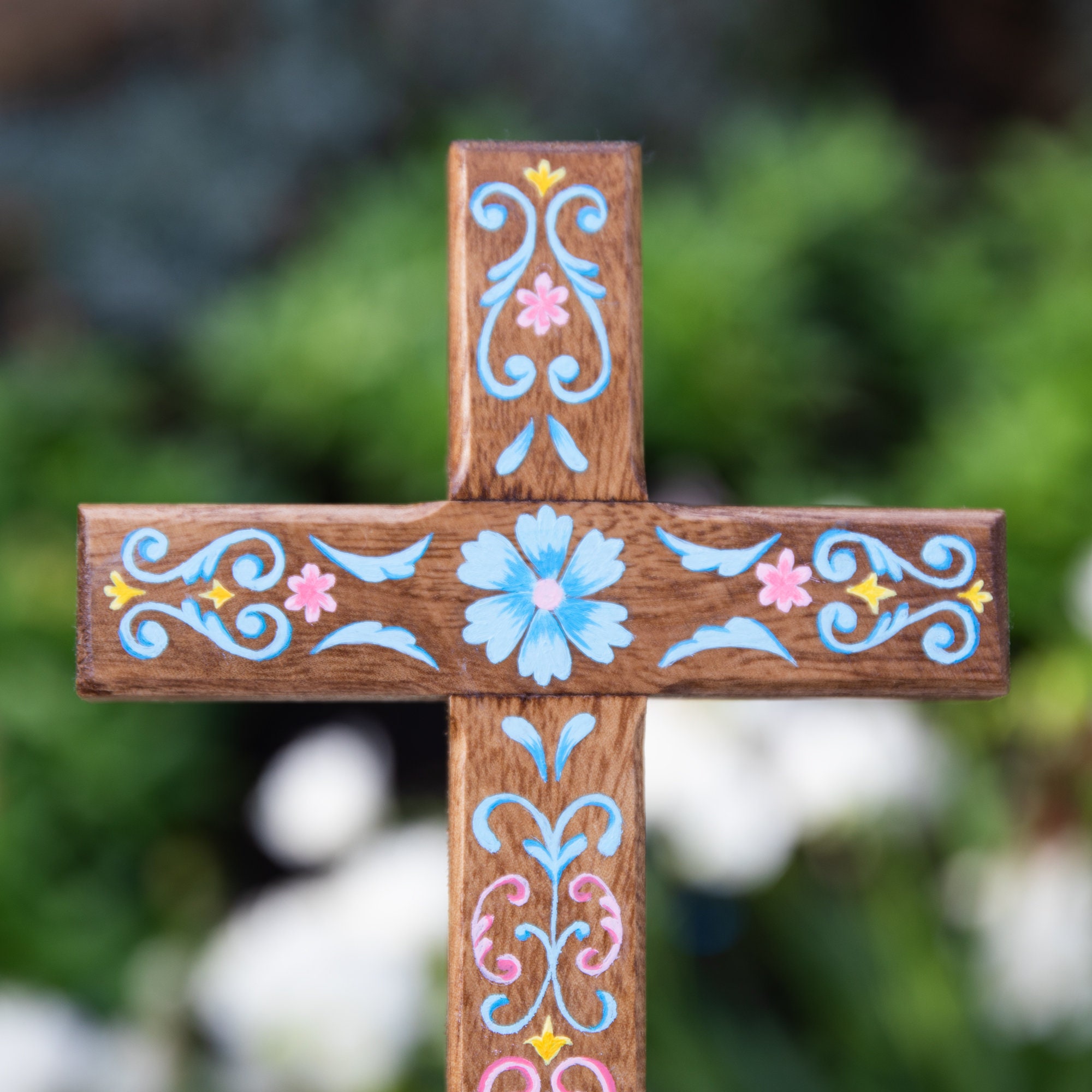 Hand Painted Wooden Cross, Catholic Christian Wall Art, Religious Gifts ...