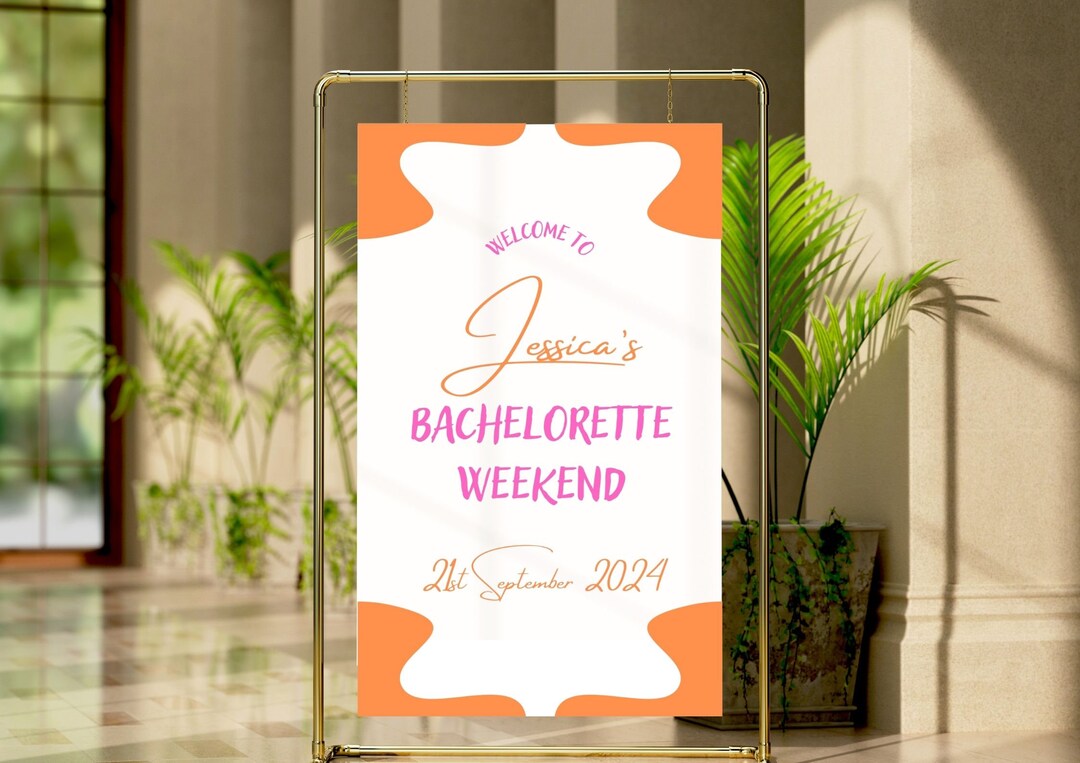 Bachelorette Welcome Sign | Welcome Sign | Pink and Orange Welcome Sign ...