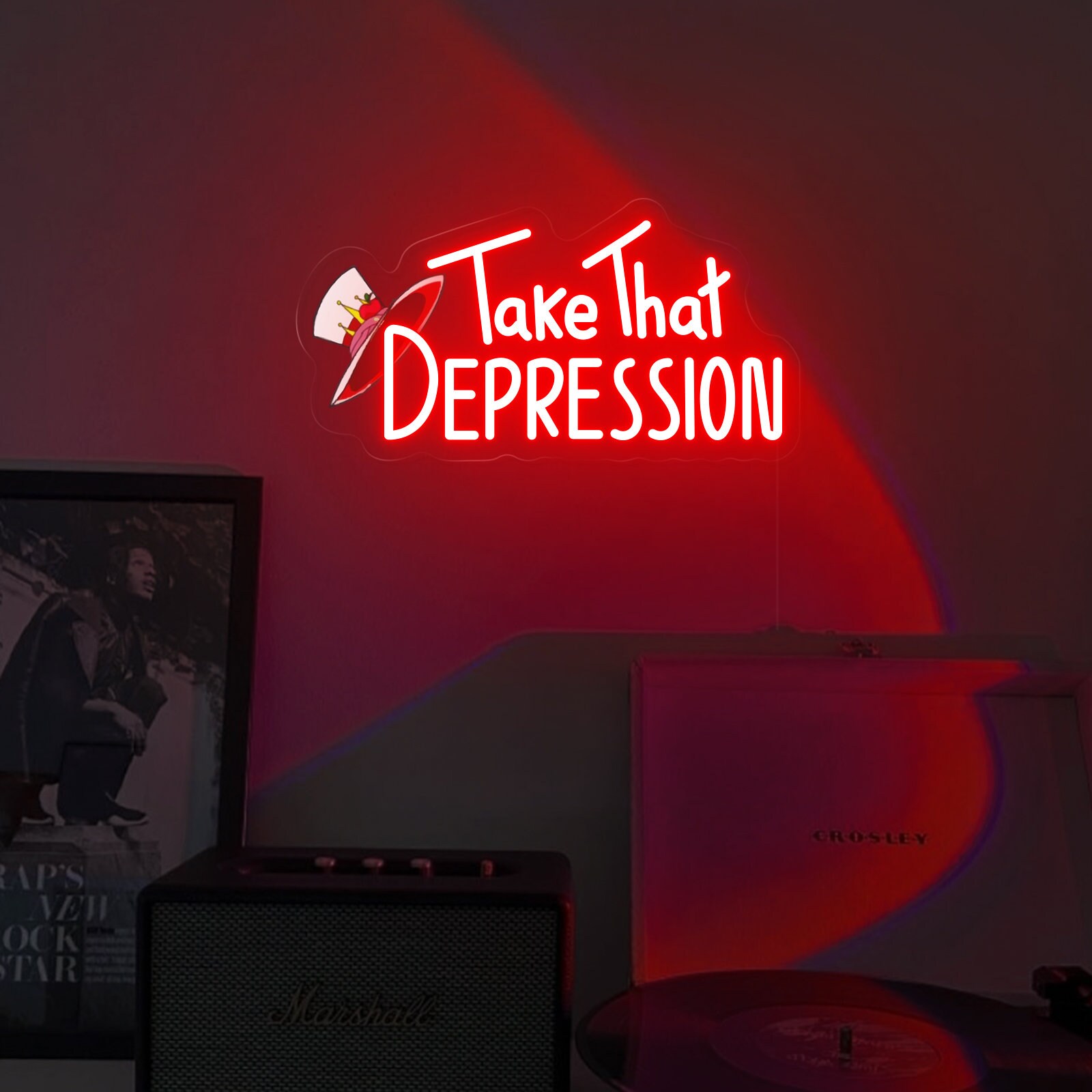 Take That Depression Neon Sign, Hazbin Hotel Wall Decor, Lucifer ...