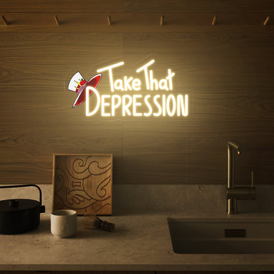 Take That Depression Neon Sign, Hazbin Hotel Wall Decor, Lucifer ...